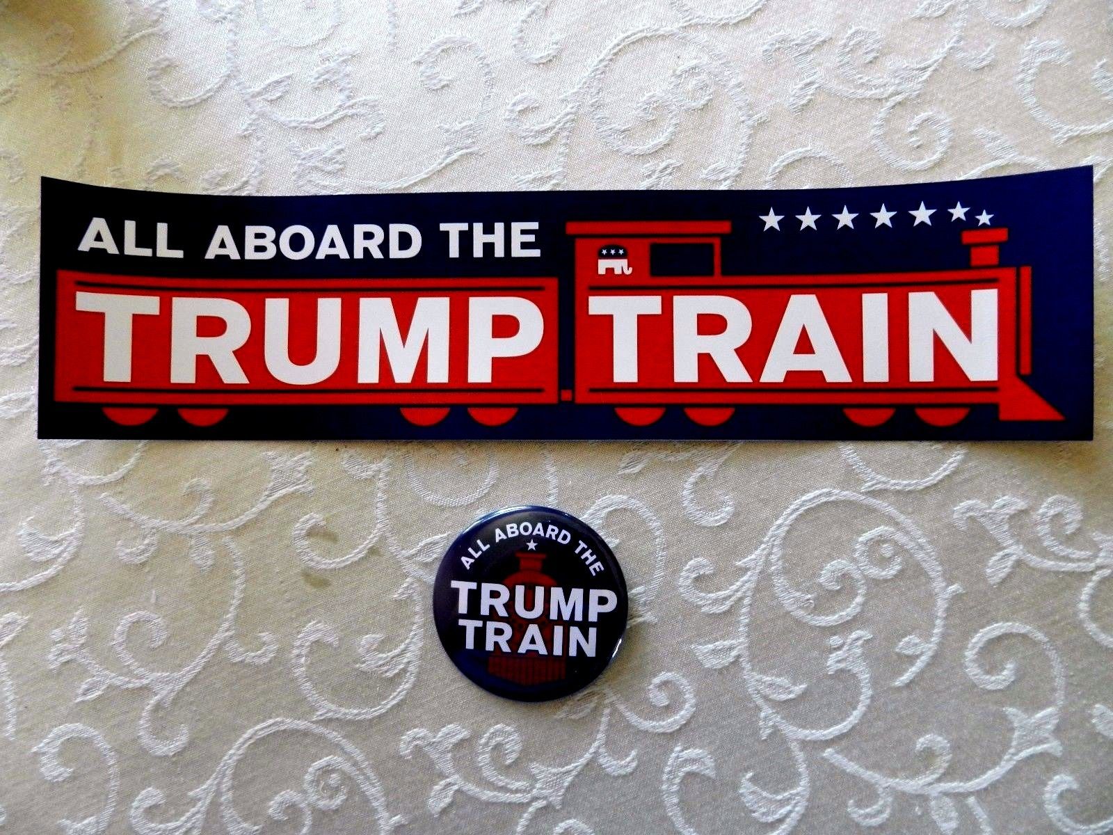 ALL ABOARD THE TRUMP TRAIN 2016 DONALD TRUMP PRESIDENT BUMPER STICKER ...