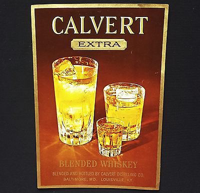 Calvert Extra Blended Whiskey Vintage Old Label etiquette Louisville ...