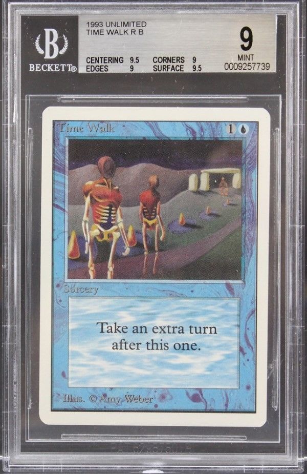 Magic The Gathering UNLIMITED Card 1993 Time Walk MTG Beckett Graded 9 Magic The Gathering UNLIMITED Card 1993 Time Walk MTG Beckett Graded 9