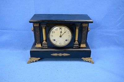 Antique Mantel Clock Vintage Waterbury Timepiece 1800's Shelf Clockwork ...