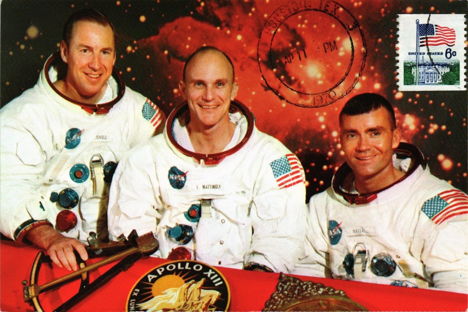 DR JIM STAMPS US APOLLO 13 CREW OVERSIZE SPACE EVENT POSTCARD 1970 ...