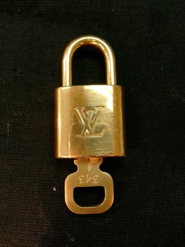 100% Authentic Original Louis Vuitton Vintage Gold Padlock LV Logo Key ...