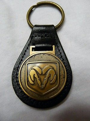 Vintage Dodge Ram Key Chain Black Leather & Brass -- Antique Price ...