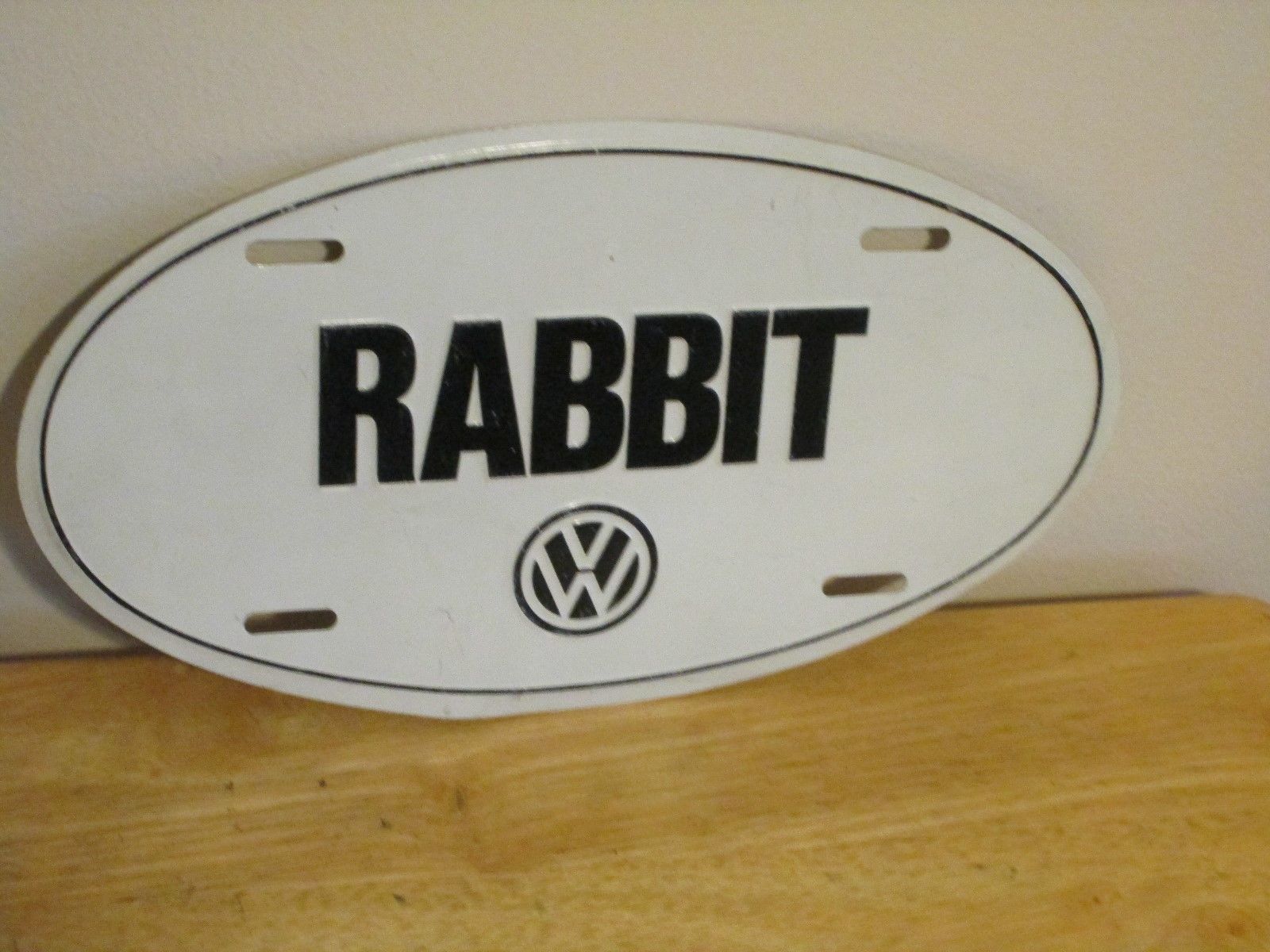 VW Rabbit Volkswagen Oval Advertising Sign Metal Vanity License Plate ...
