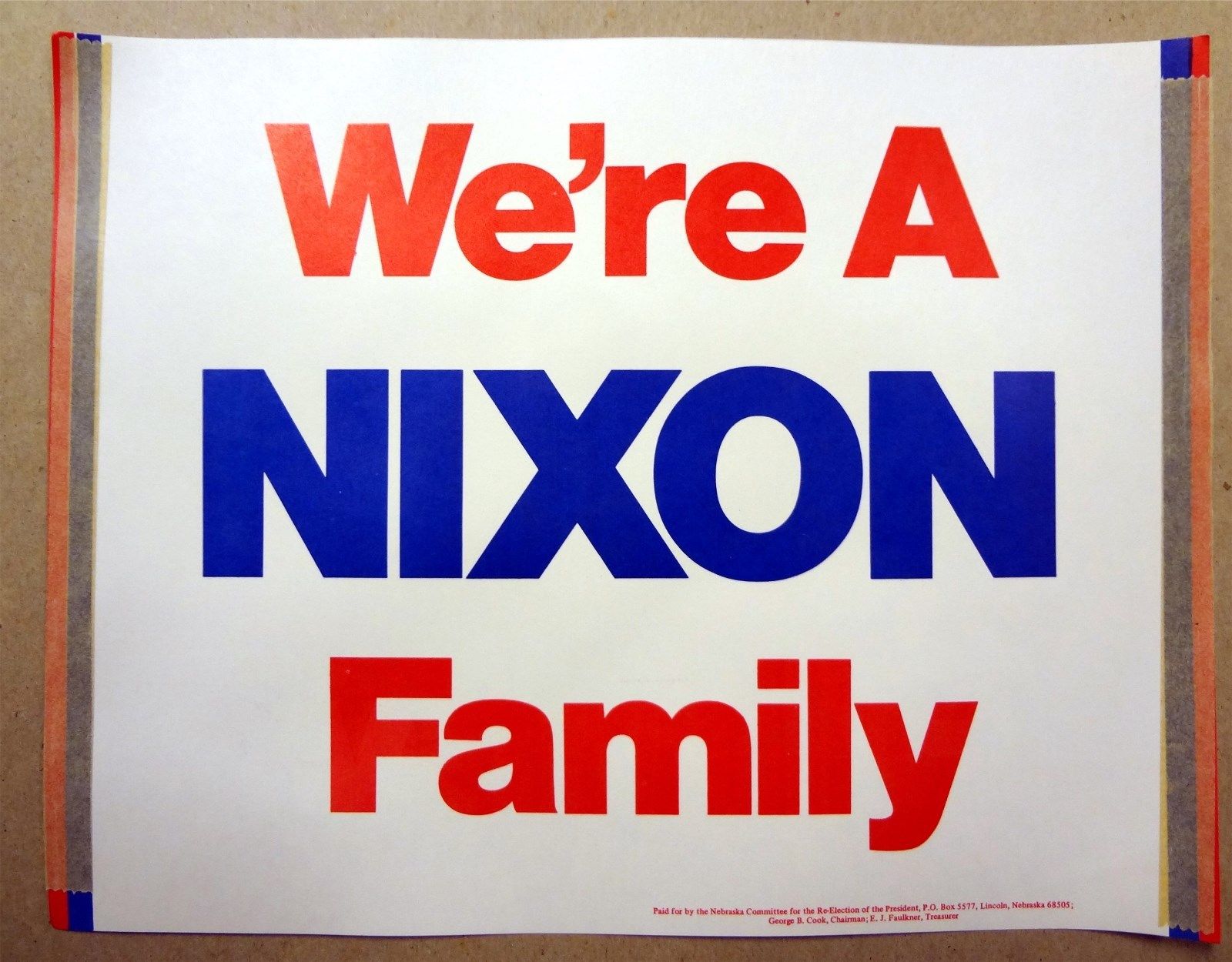 UNUSED Richard Nixon Presidential Campaign~We're A NIXON Family~Window ...