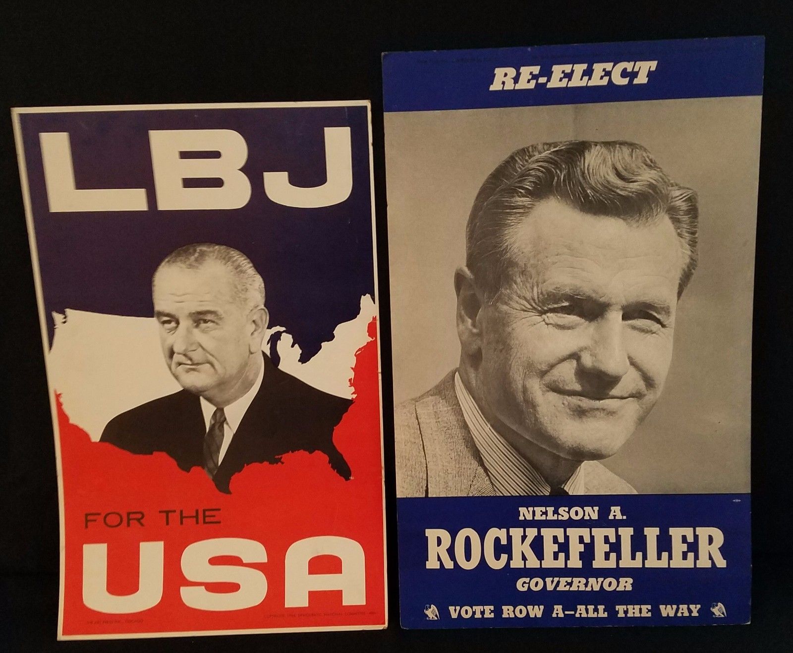 Original LBJ FOR THE USA 1964 Presidential poster, w/ Rockefeller ...