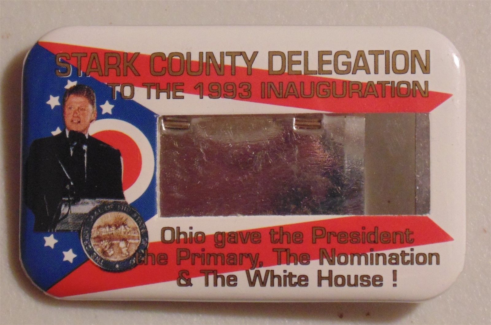 Bill Clinton Ohio 1993 campaign pin button political -- Antique Price ...