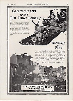 1920 Acme Machinery Tool Co Cincinnati OH Ad: Flat Turret Lathes ...