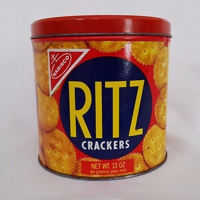 Vintage 1977 Nabisco Ritz cracker 13-oz Round Tin Canister -- Antique ...