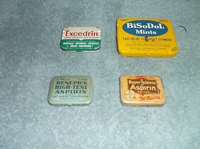 THREE VINTAGE ASPIRIN TINS ONE BiSoDoL MINTS TIN HENEPH'S HIGH-TEST ...