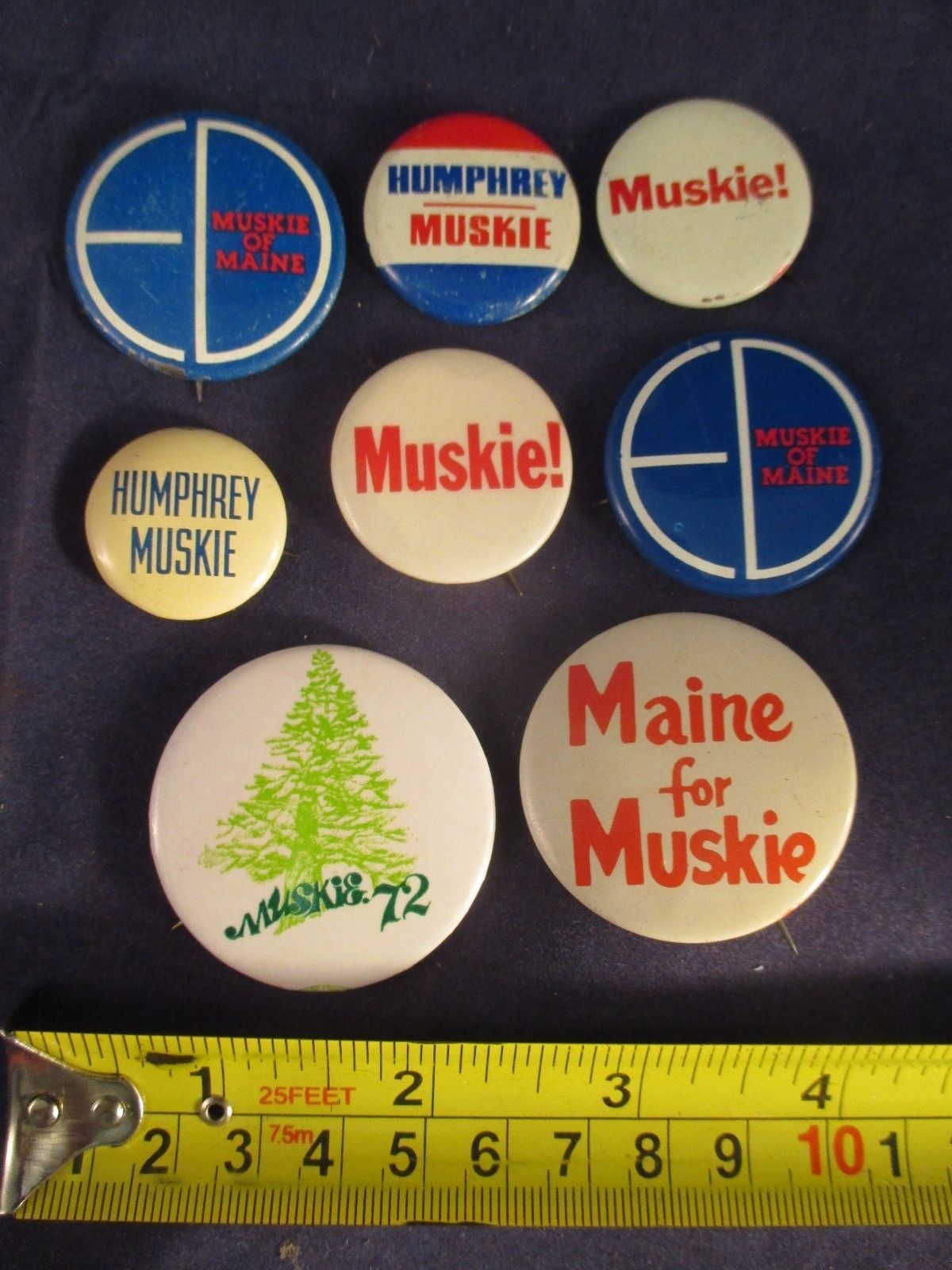 MAINE POLITICAL CAMPAIGN BUTTONS MUSKIE HUMPHREY SMALL VINTAGE LOT ...