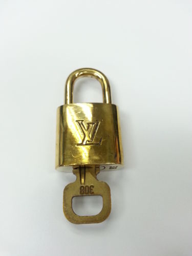 100% Original Authentic Vintage Louis Vuitton Gold Padlock LV Logo Key ...