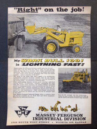 VINTAGE 1959 AD (E9)~MASSEY-FERGUSON WORK BULL 1001 LOADER. WICHITA ...