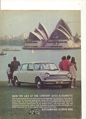 ORIGINAL VINTAGE 1968 AUSTIN 1800 AUTOMATIC AUSTRALIAN COLOR ADVERT ...