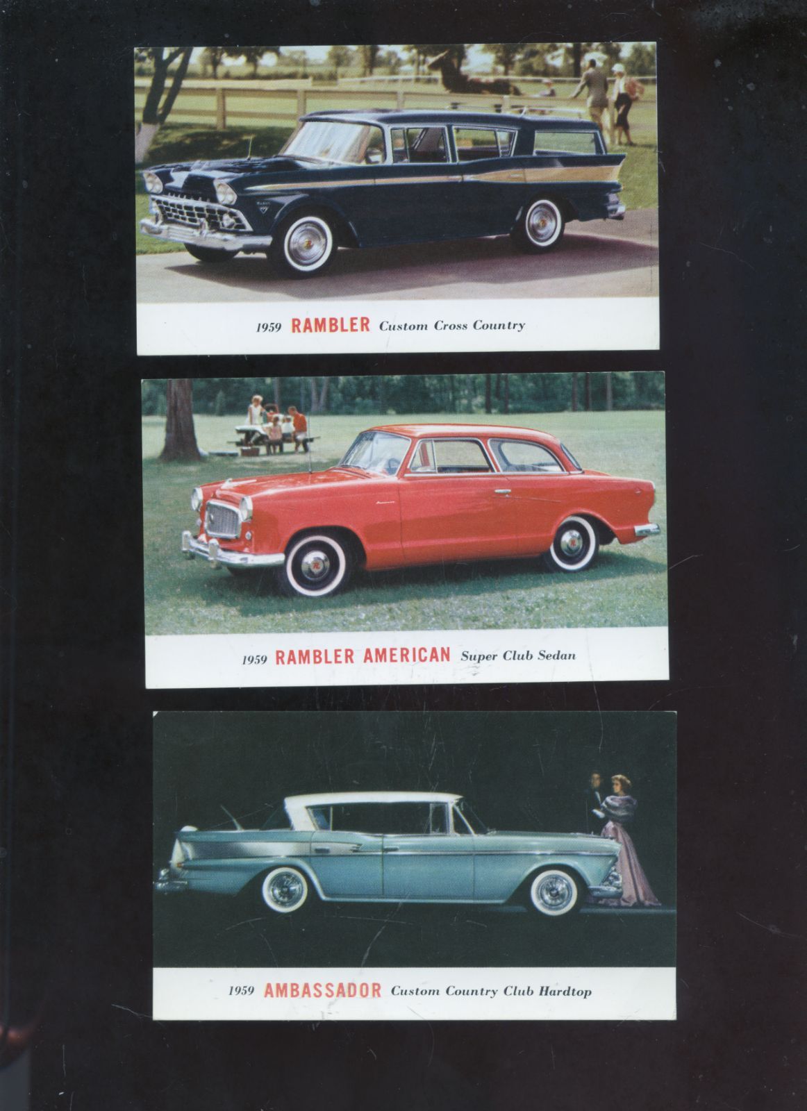 9 1959 Rambler ad postcards, cars, station wagons, autos, advertising ...