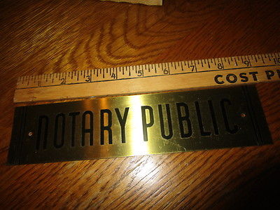 Vintage Notary Public Desk Plackard Sign Metal Brass 1970s -- Antique ...