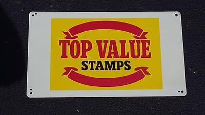 1960s-1970s TOP VALUE STAMPS 10 1/2" X 18" GROCERY-GAS STATION METAL ...