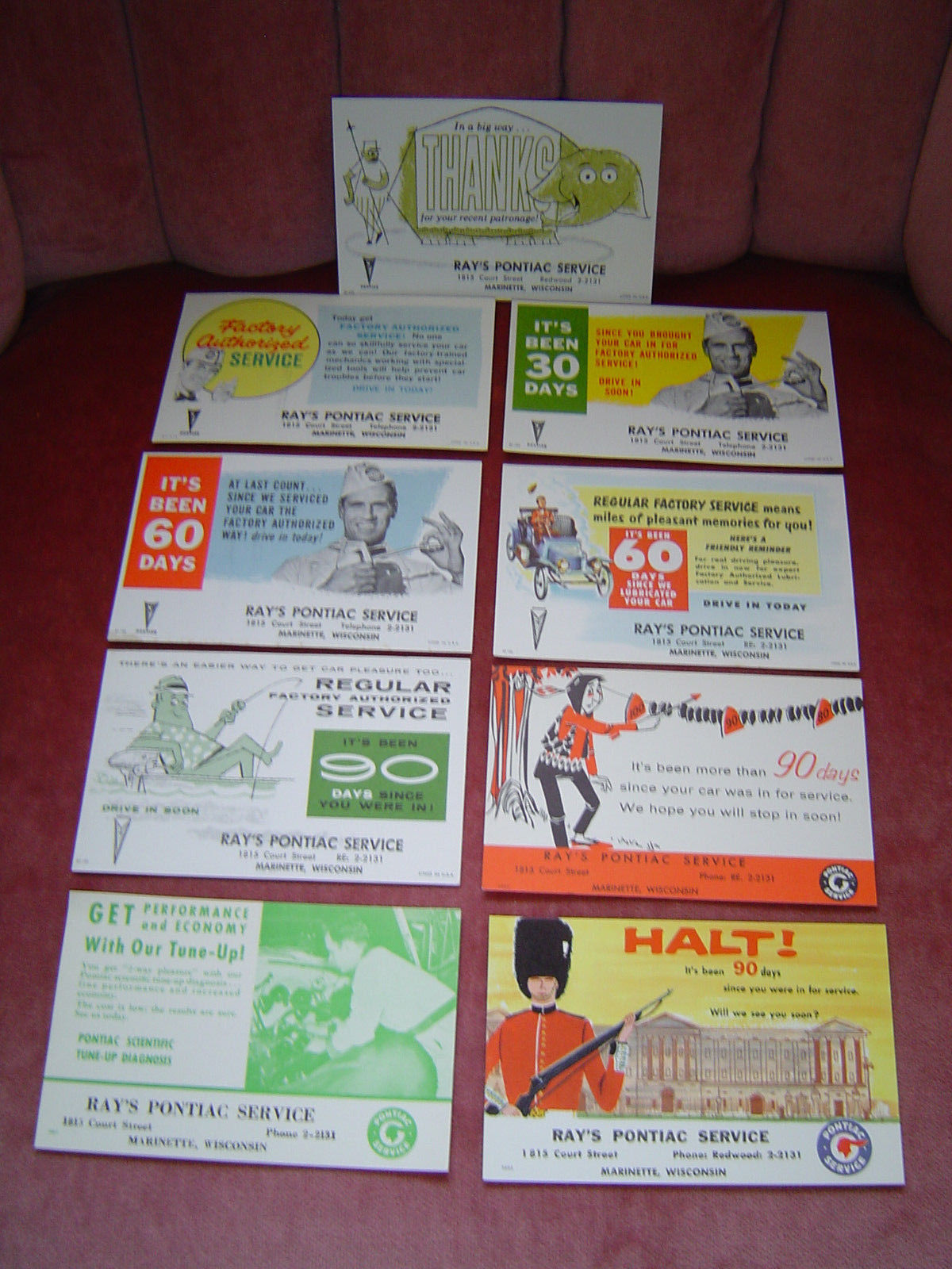VTG lot Service Reminder postcards-Ray's Pontiac Service-Marinette ...