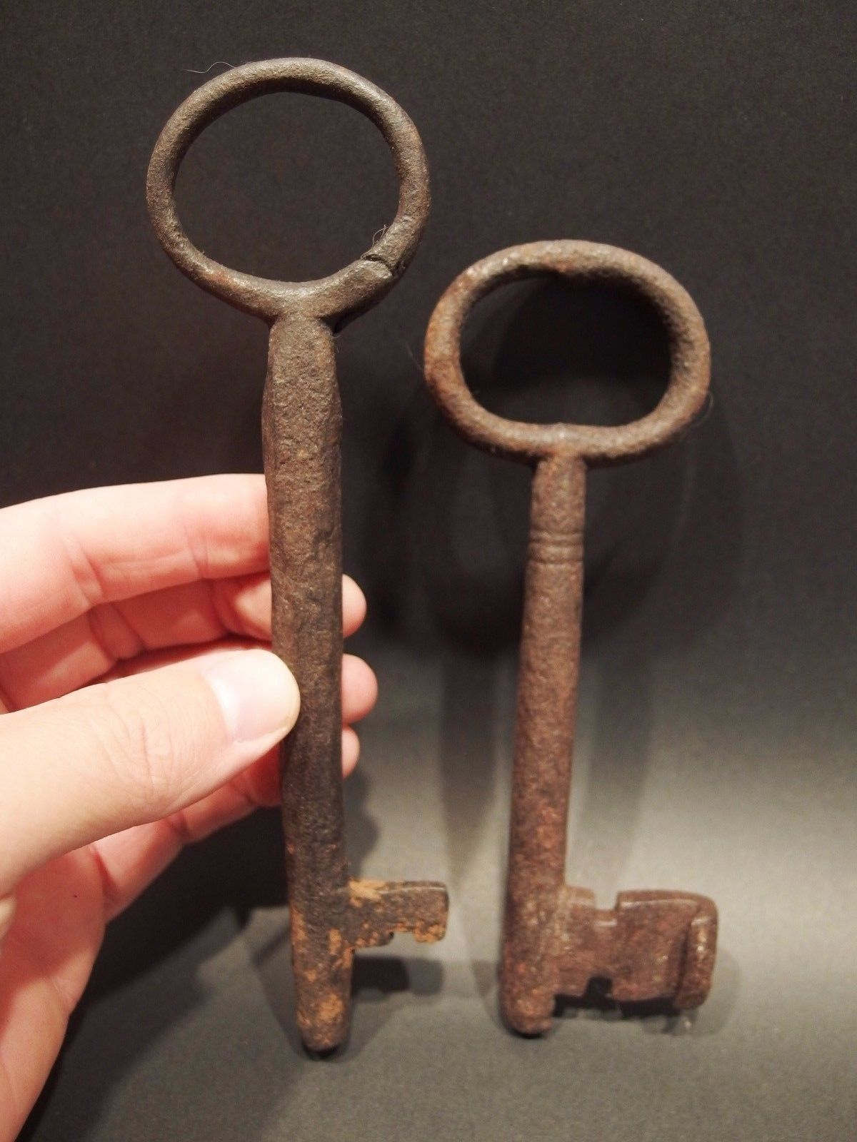 2 LARGE 18th C Antique Blacksmith Forged Wrought Iron Skeleton Jail ...