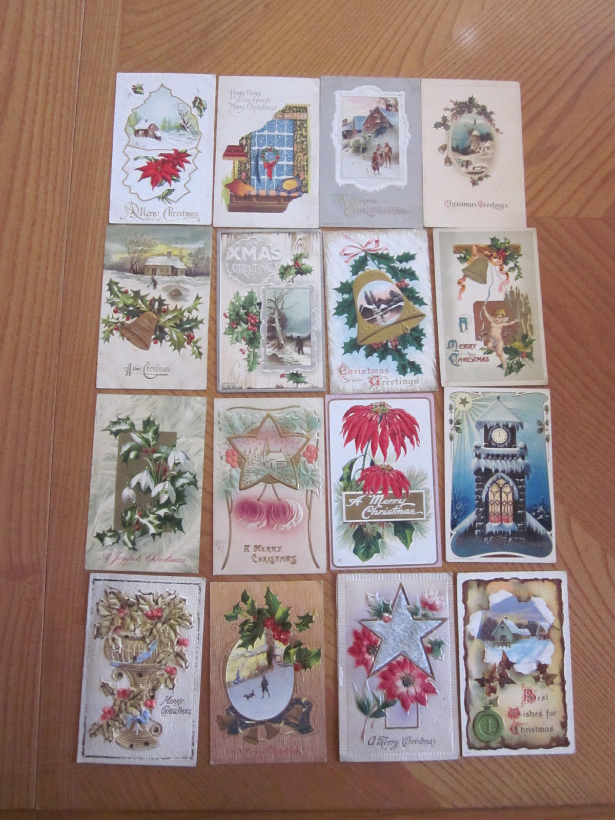 16 Antique Vintage CHRISTMAS Postcards Embossed Cut Outs Victorian Vertical LOT -- Antique Price ...