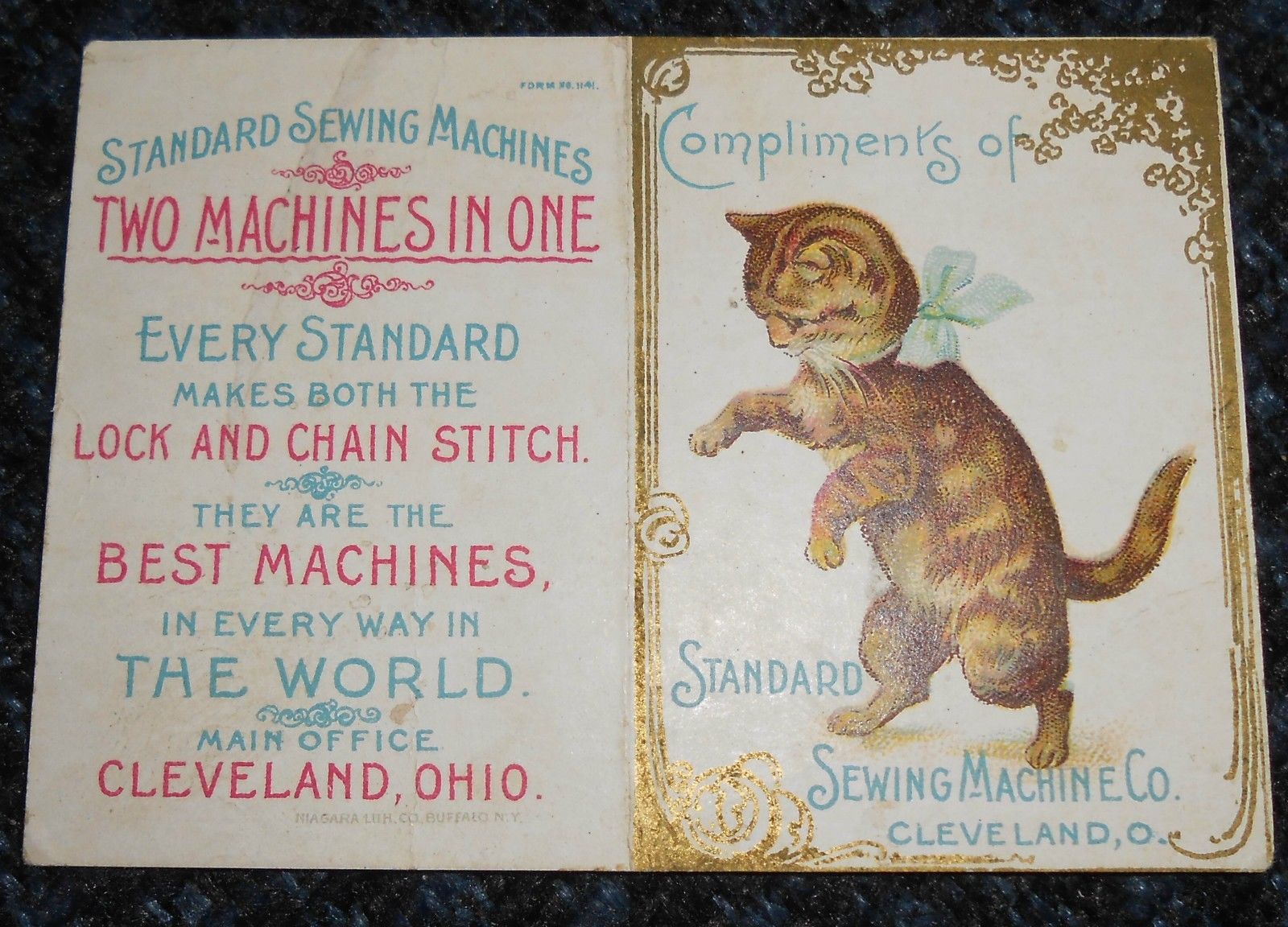 1900 STANDARD SEWING MACHINE CO ADVERTISING CARD AND CALENDER-VERY CUTE ...