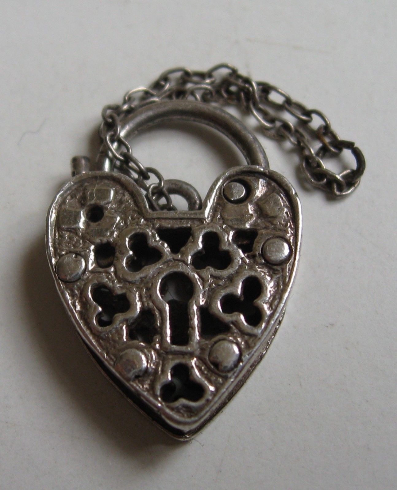 Vintage Sterling Silver Heart Shaped Padlock With Pierced Shamrock ...