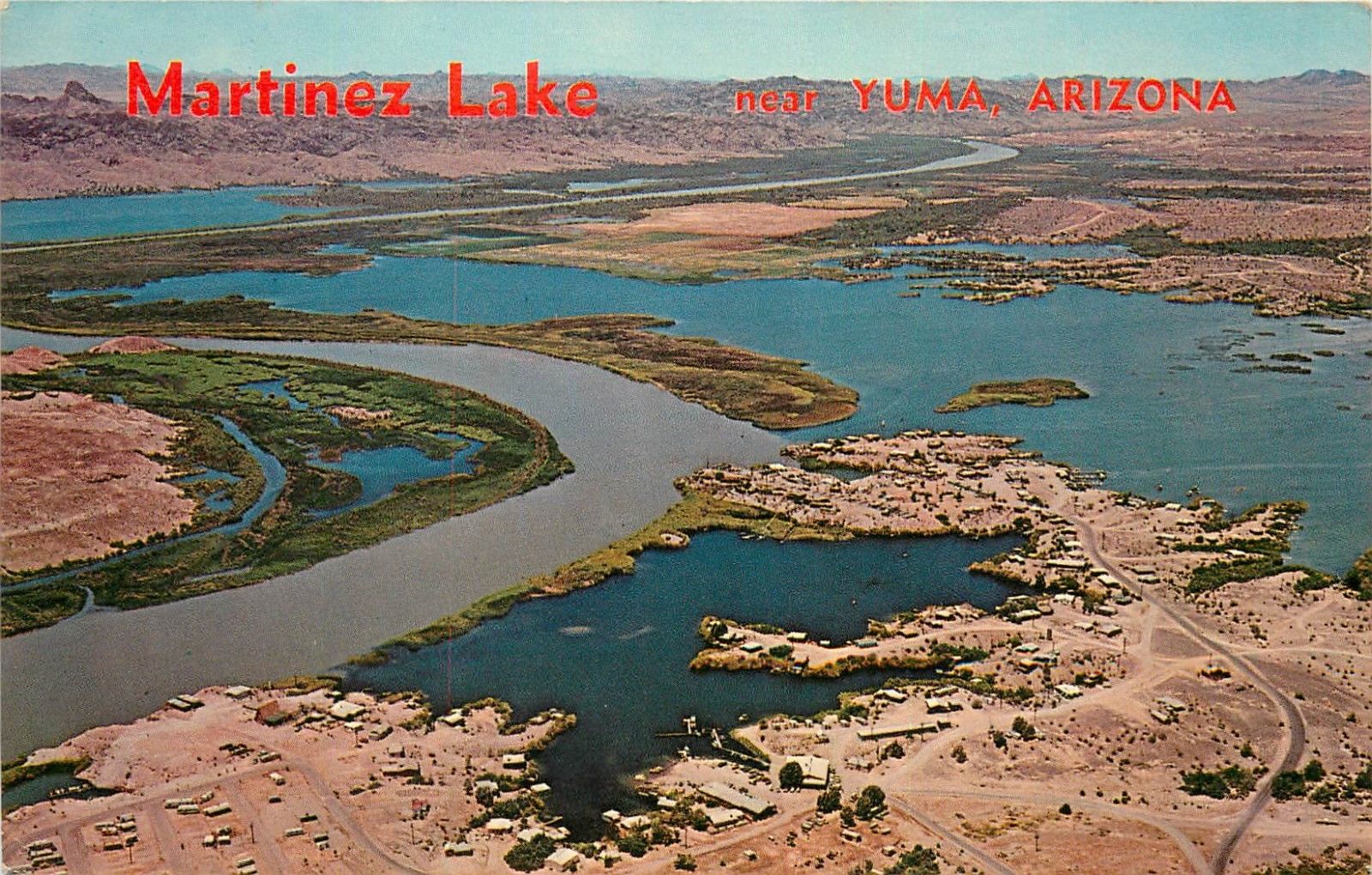 Yuma, Arizona, AZ, Martinez Lake, Bird's-Eye View, 1970 Chrome Postcard ...