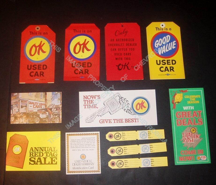 CHEVROLET OK USED CAR TRUCK Tags POSTCARDS Corvette IMPALA Nova CAMARO ...