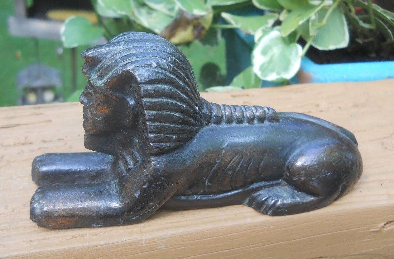Antique Art Deco Metal Egyptian Sphinx Clock Topper? Heavy Figurine ... Antique Art Deco Metal Egyptian Sphinx Clock Topper? Heavy Figurine ...