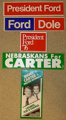 1976 presidential campaign: 4 bumper stickers, flier. Jimmy Carter ...