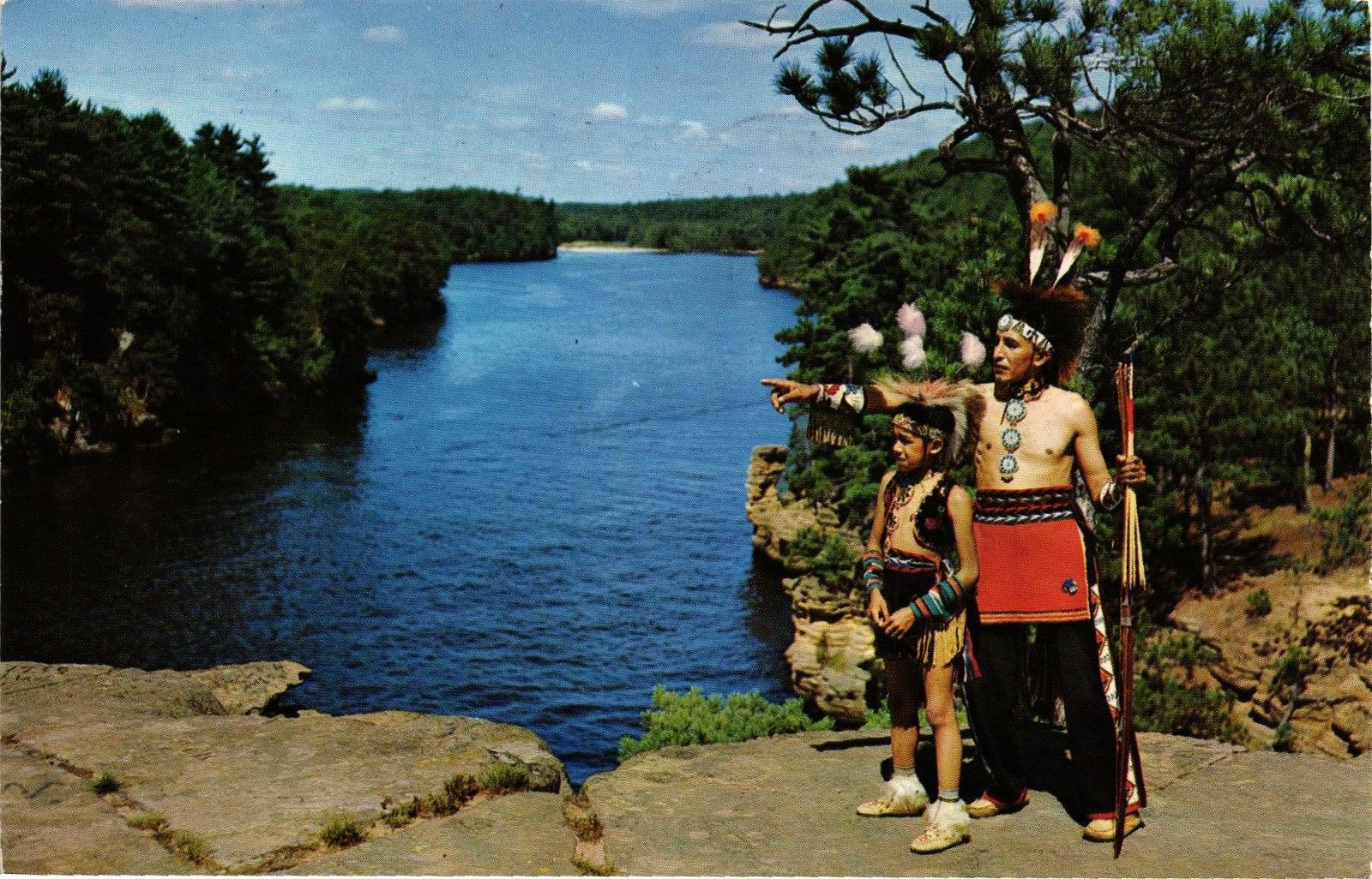 DR JIM STAMPS US MAN & BOY TRADITIONAL INDIAN COSTUME WISCONSIN DELLS ...