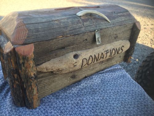 Handmade Log Barn Wood Donation Box Very Unique -- Antique Price Guide ...