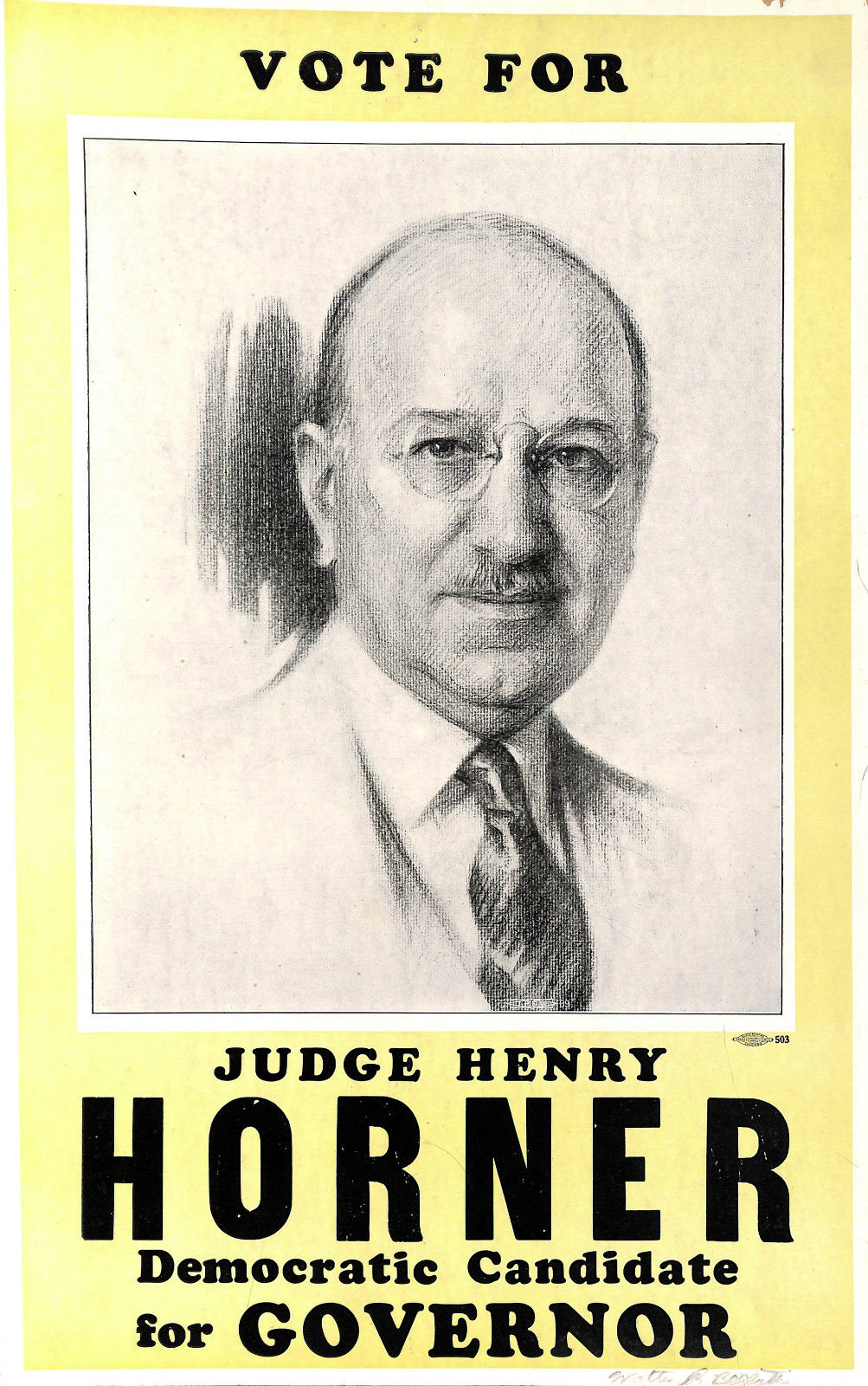 1932 Henry Horner for Illinois Governor Cardboard 10" x 16" Poster ...