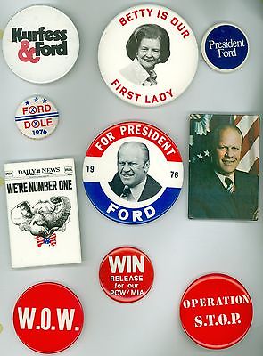 10 Vintage 1976 Gerald Ford Political Pinback Buttons Betty Our1st Lady ...