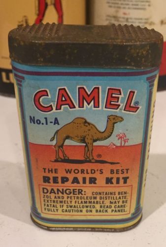 Vintage CAMEL TIRE "REPAIR KIT" TIN -- Antique Price Guide Details Page