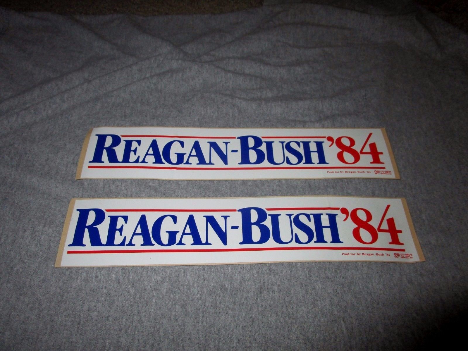 REAGAN-BUSH '84-SET OF 1984 BUMPER STICKERS -- Antique Price Guide ...