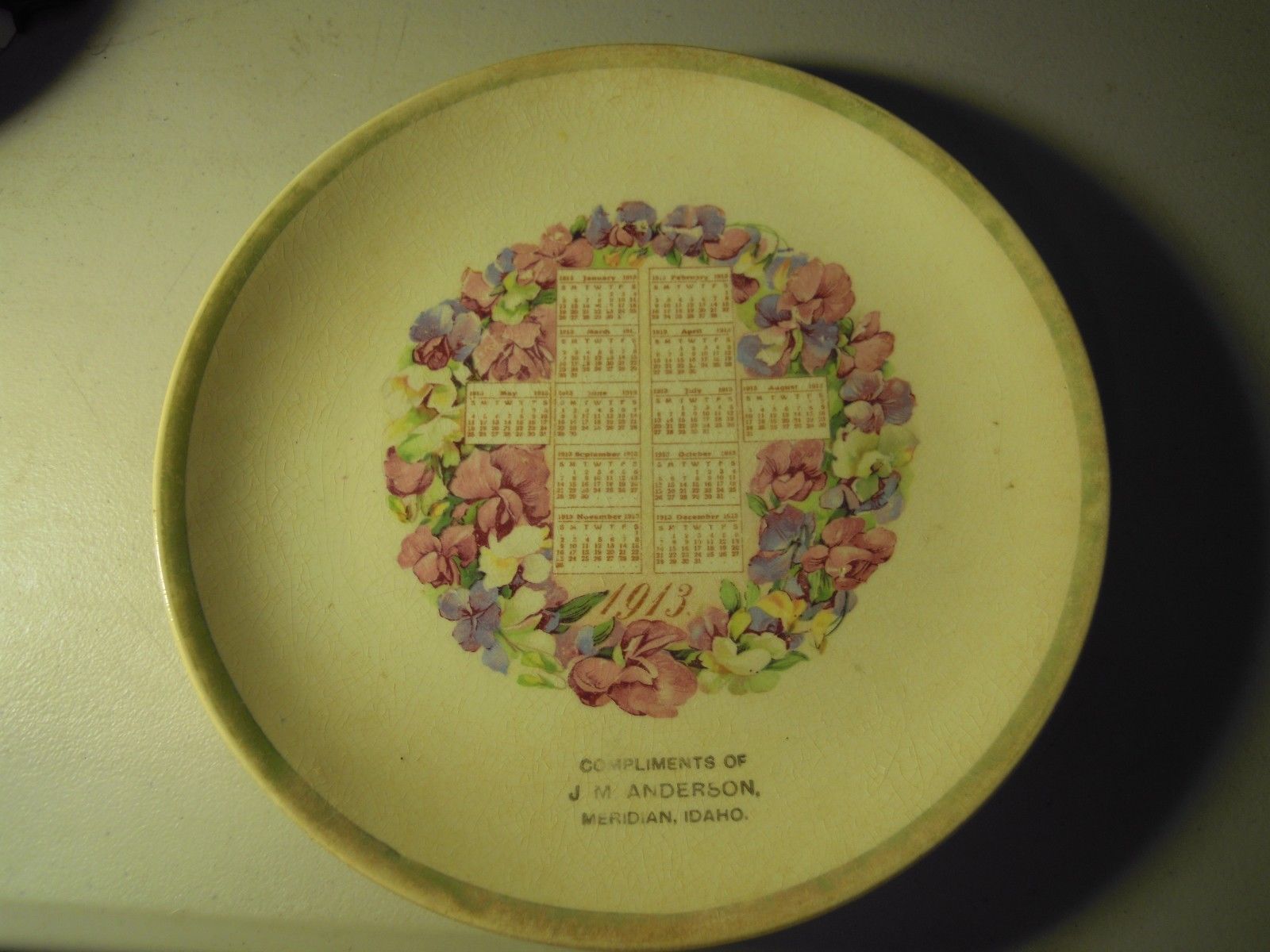 Meridian Idaho 1913 Calendar Plate J M Anderson Antique Price Guide Meridian Idaho 1913 Calendar Plate J M Anderson Antique Price Guide