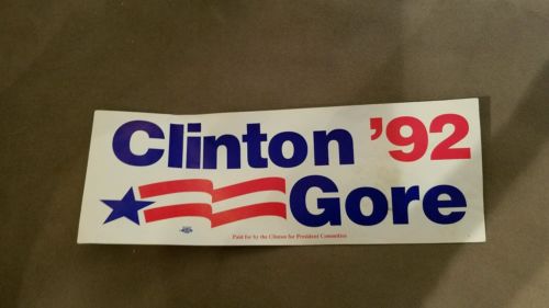 Clinton/Gore '92 Campaign Bumper Sticker -- Antique Price Guide Details ...