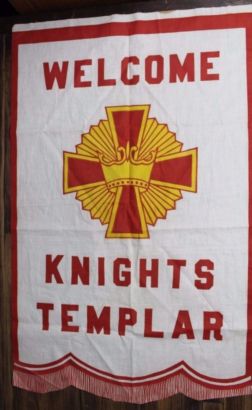 Rare WELCOME KNIGHTS TEMPLAR Hanging Banner From Convention flag ... Rare WELCOME KNIGHTS TEMPLAR Hanging Banner From Convention flag ...