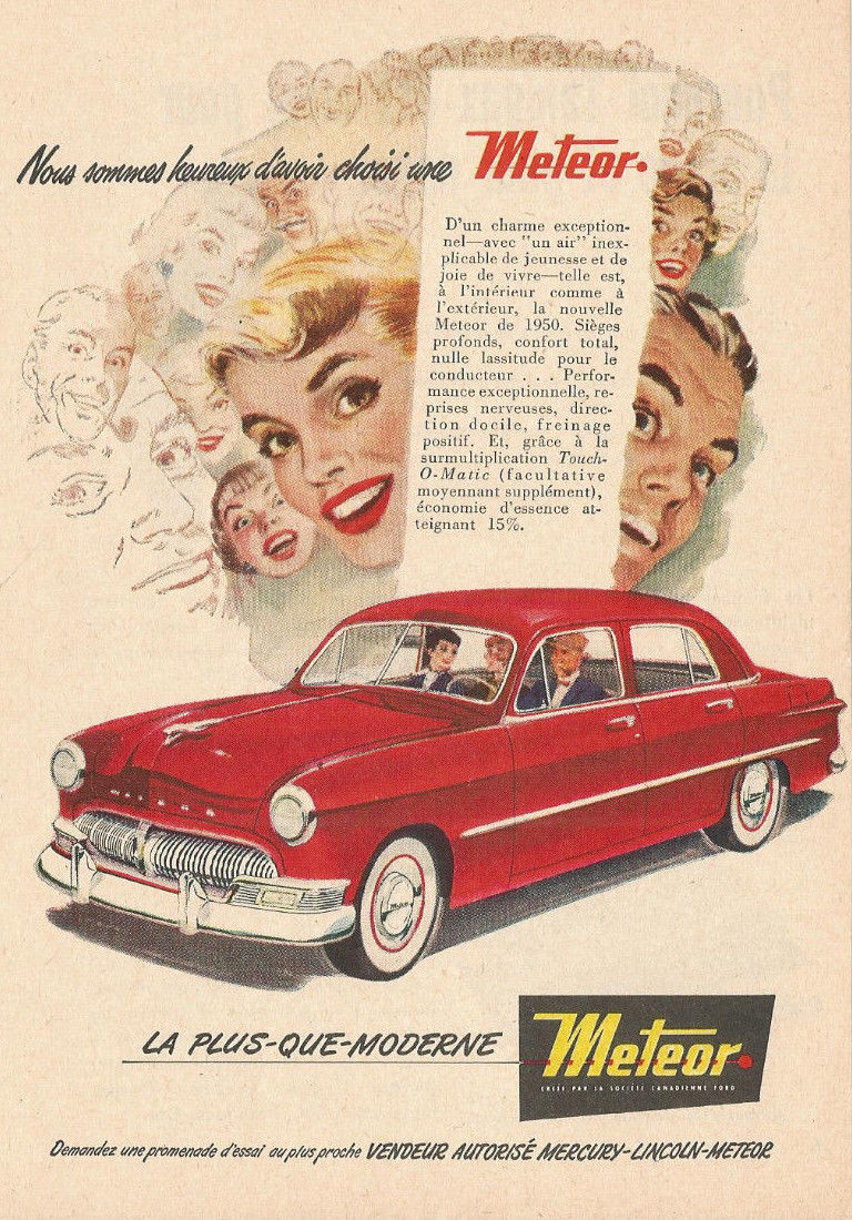 1950 METEOR AUTOMOBILE ORIGINAL ERA AD IN FRENCH -- Antique Price Guide ...