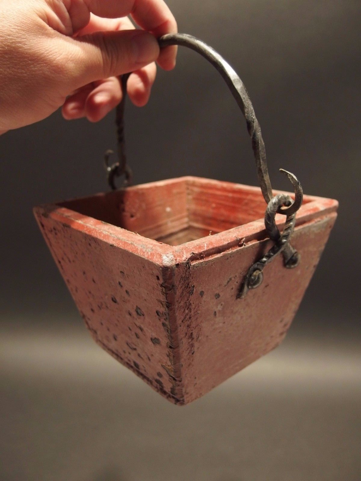 Primitive Antique Style Colonial Wood Berry Bucket w Iron Handle old ...