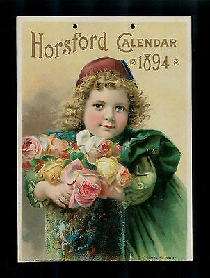 Beautiful Rosy-Cheeked Child With Fresh Roses-Victorian 1894 Calendar ...