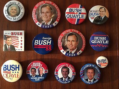 Collection of 13 George HW Bush and George W Bush Political Pins ...