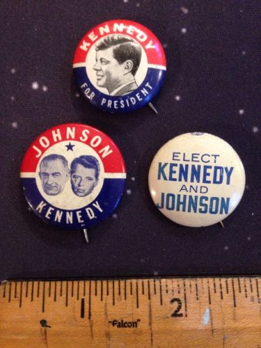 Johnson Kennedy For President Picture Campaign Buttons JFK LBJ 1964 ...
