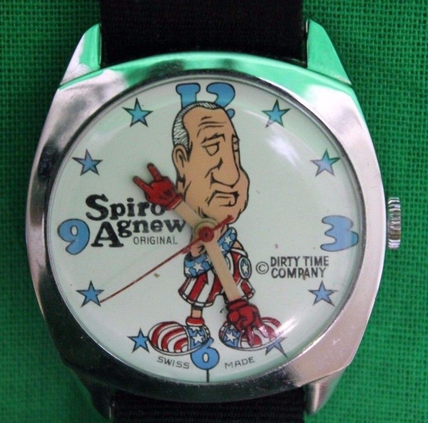 SPIRO AGNEW Vintage Watch, WORKS! Original Swiss Dirty Time Company ...