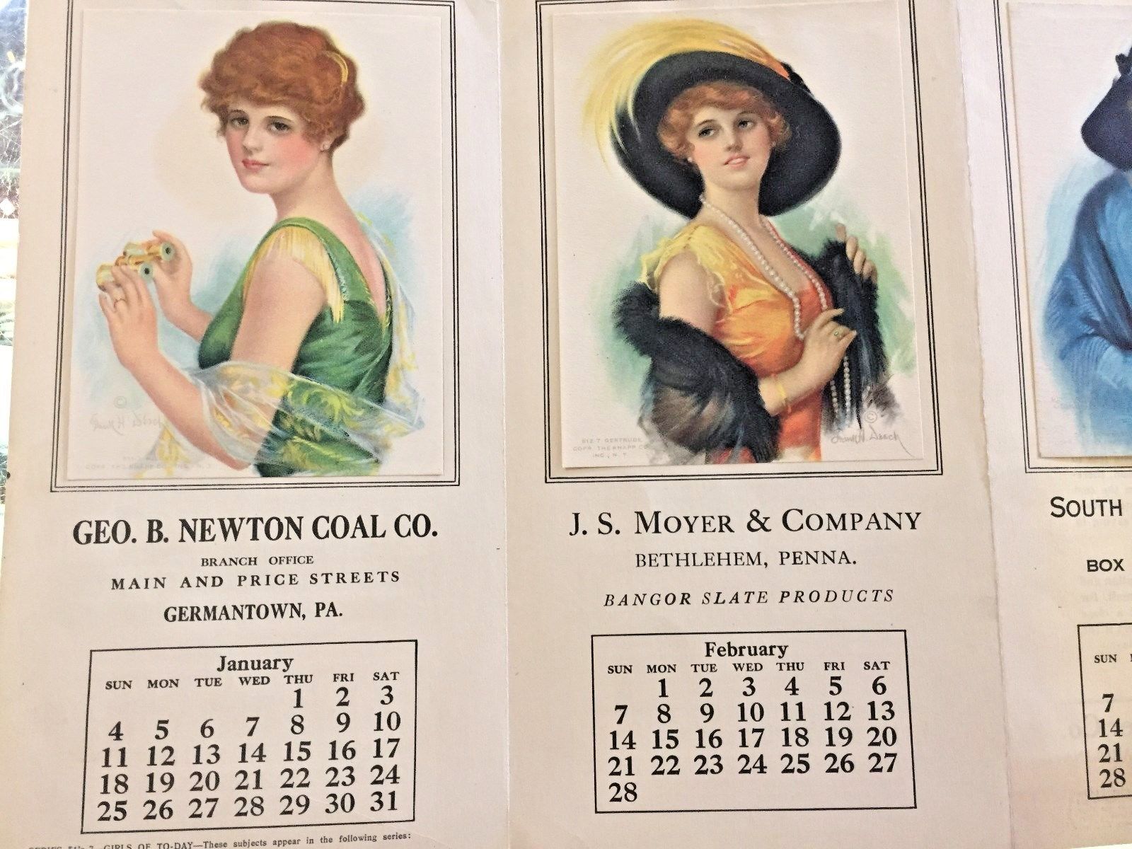 Vintage Calendar Samples Girls of To Day Knapp Co -- Antique Price ...