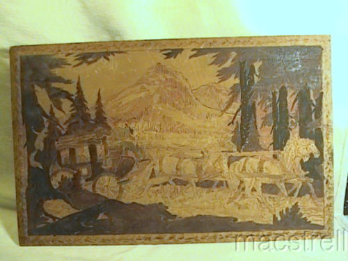 VINTAGE DIBBLE STUDIO HARRY UNGER PYROGRAPHY WESTERN SCENE 504 OVERLAND ...