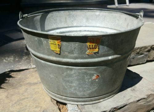 Vintage Wheeling Galvanized Metal Bucket Farmhouse Garden Barn Country ...