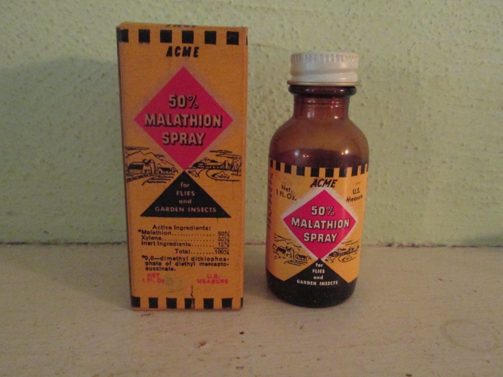 Vintage insecticide bottle 50% Malathion (1 oz.) 1954? ACME Quality ...