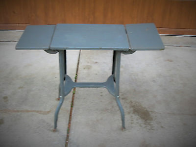 Vintage Metal Typewriter Stand Desk Table Rolling Industrial Cart Drop ...